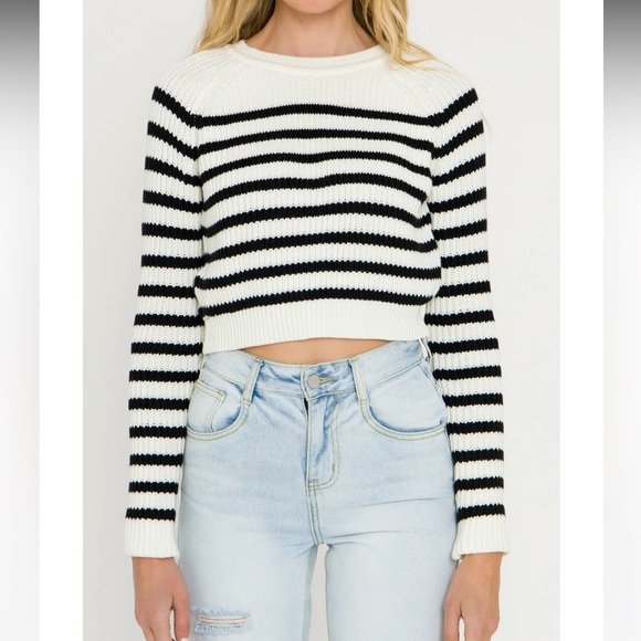 English Factory | Sweaters | English Factory Cropped Stripe Sweater ...